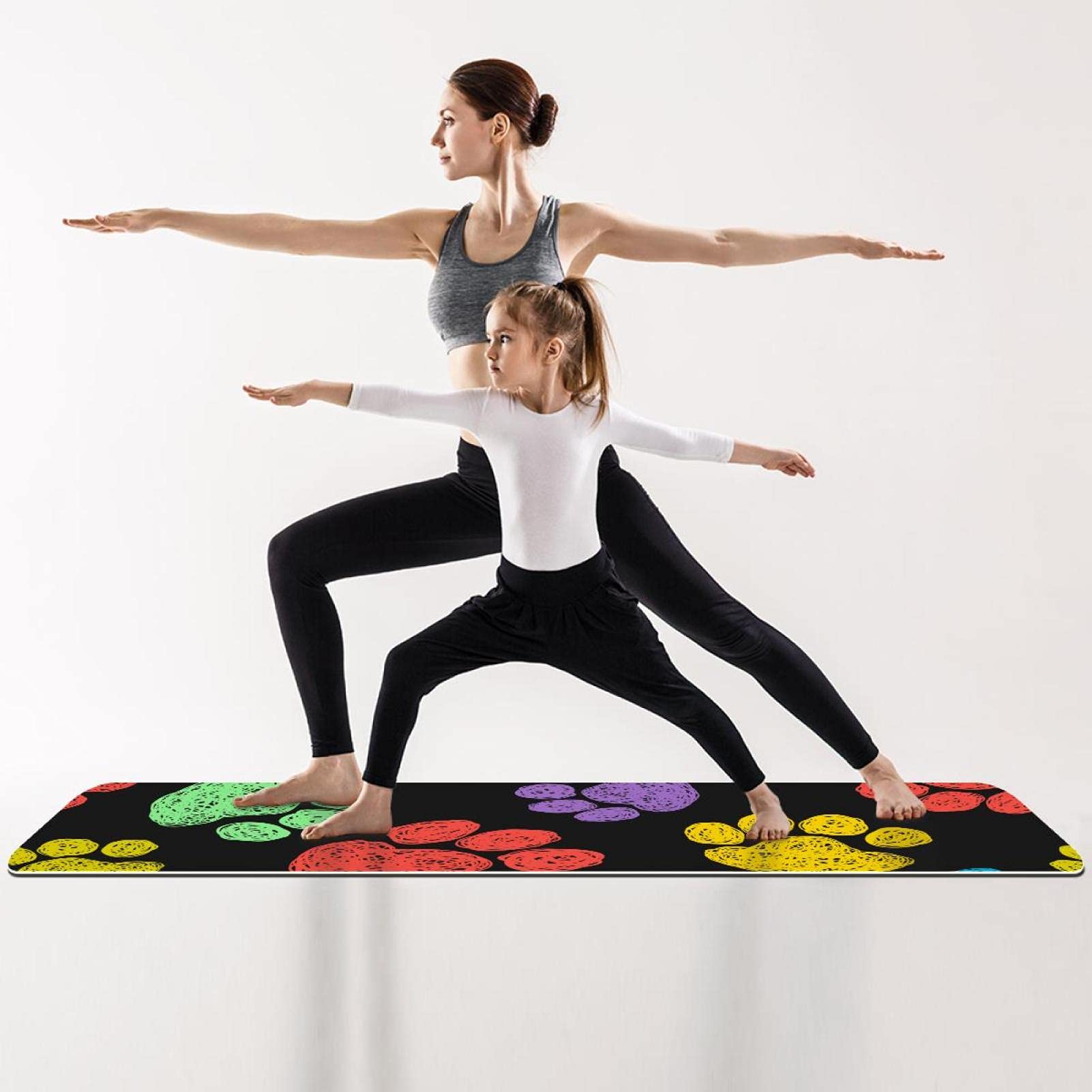 Yoga Mat, Yoga Mats for Home Workout, Workout Mat, Exercise Mats, Pilates Mat, colorful art dog paw print pattern