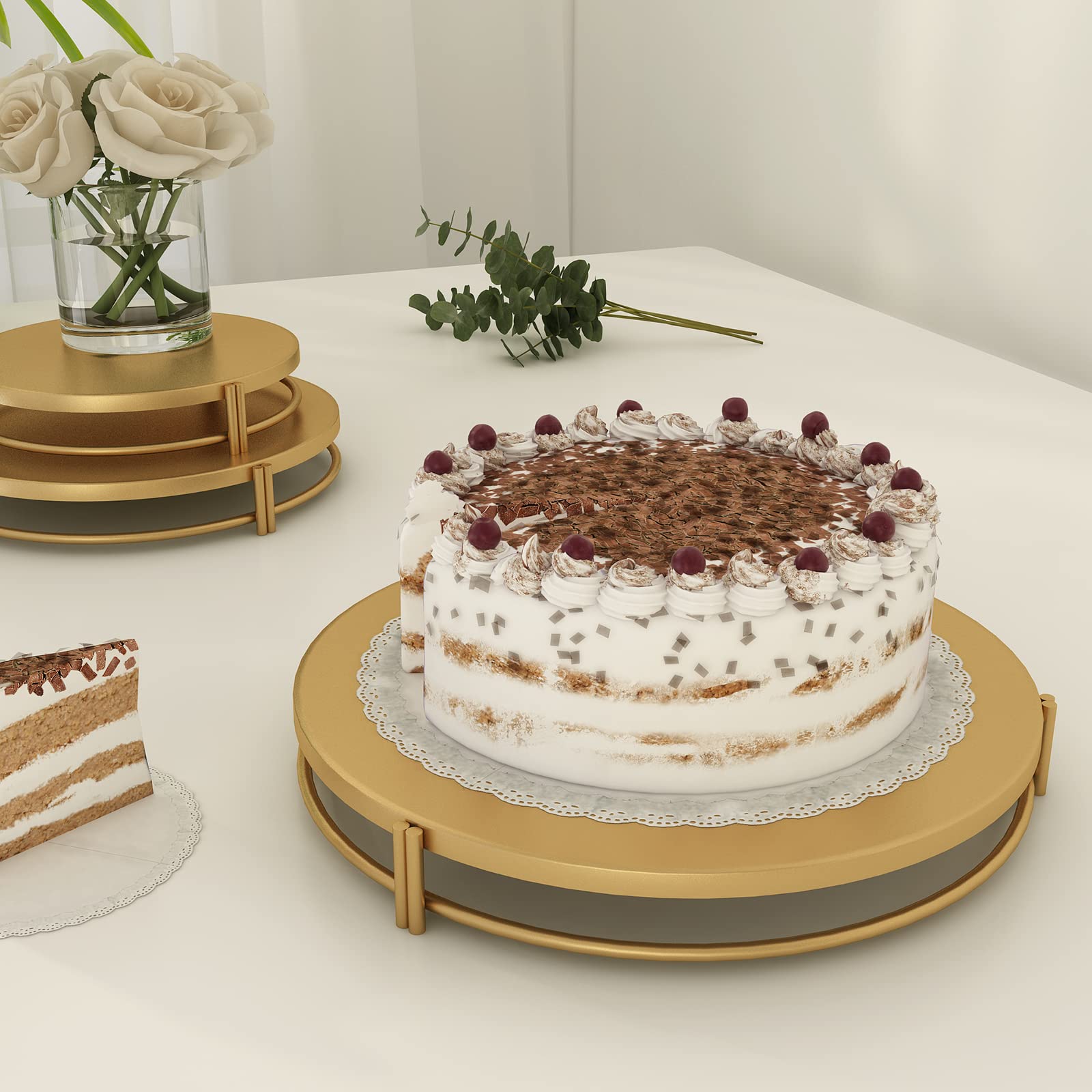 Vivevol Set of 3 Cake Stands, Cake Plate, Dessert Stand, Cupcake Stand for Parties, Home Decorating Stand Dessert Display(8β 10β 12β) Gold