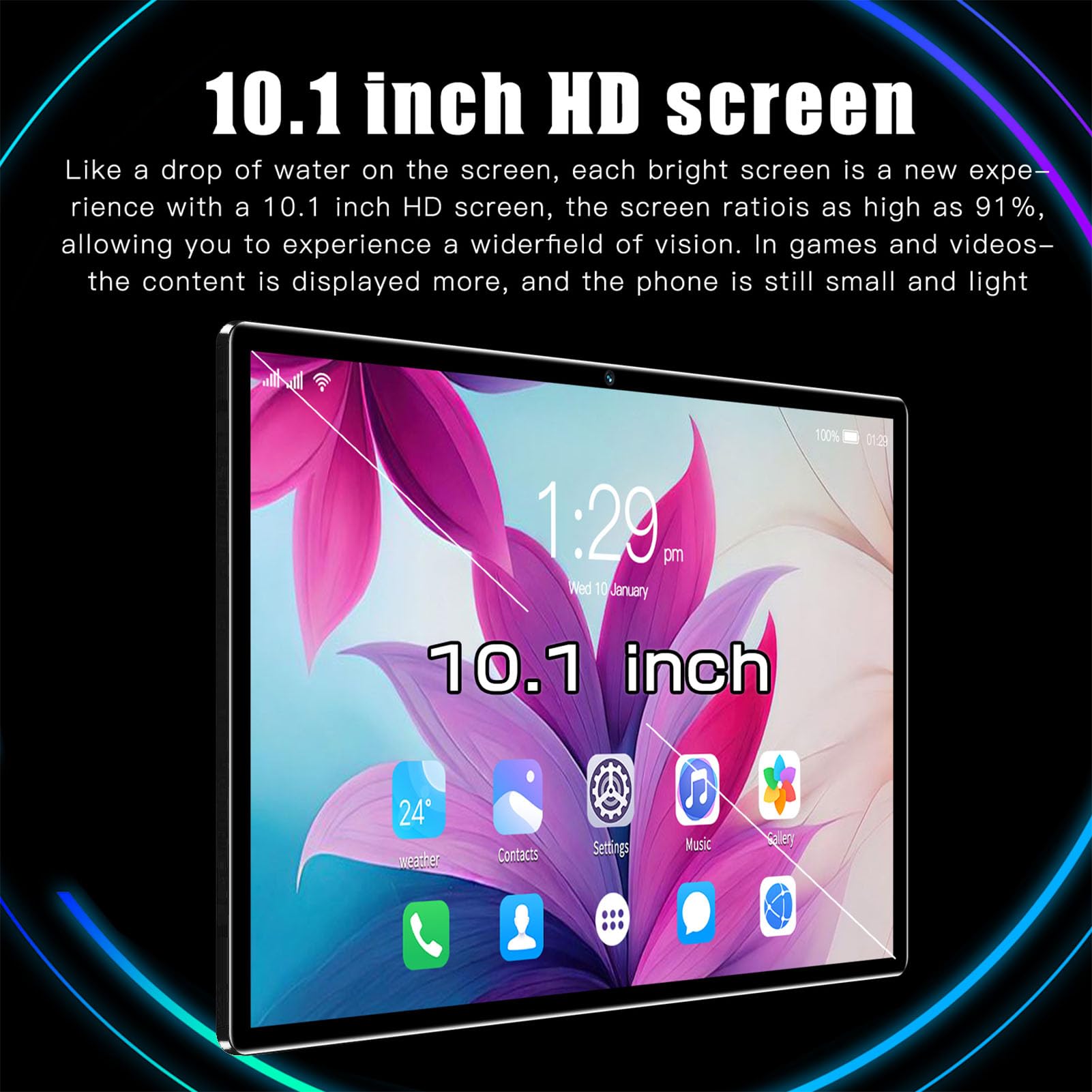 SHYEKYO Business Tablet, 2 in 1 Octa Core Tablet 3 Card Slots 6GB 128GB Memory 10.1 Inch LCD with Mouse Keyboard for Travel (US Plug)