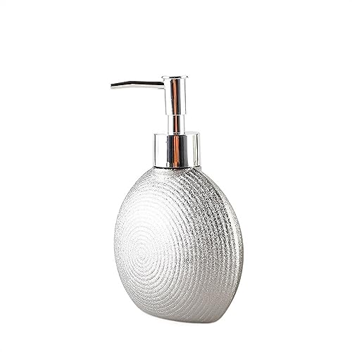 Soap Dispenser Shell Shape Soap Dispenser for Bathroom Sink, Ceramic Soap Pump, Silver Soap Bottle for Shampoo Lotion Dish Soap (350 Ml/11.83 Oz) Soap Pump Bottles