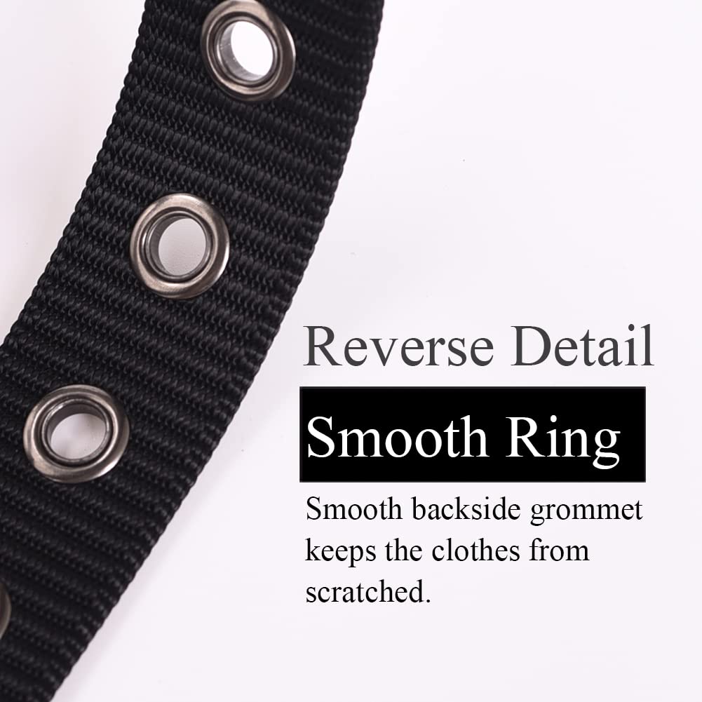 VISDEA Thick Nylon Belts for Men Heavy Duty Black Canvas Belts Width 3.5cm/12 holes (Black, 125cm Suit For Pant Size < 43'')