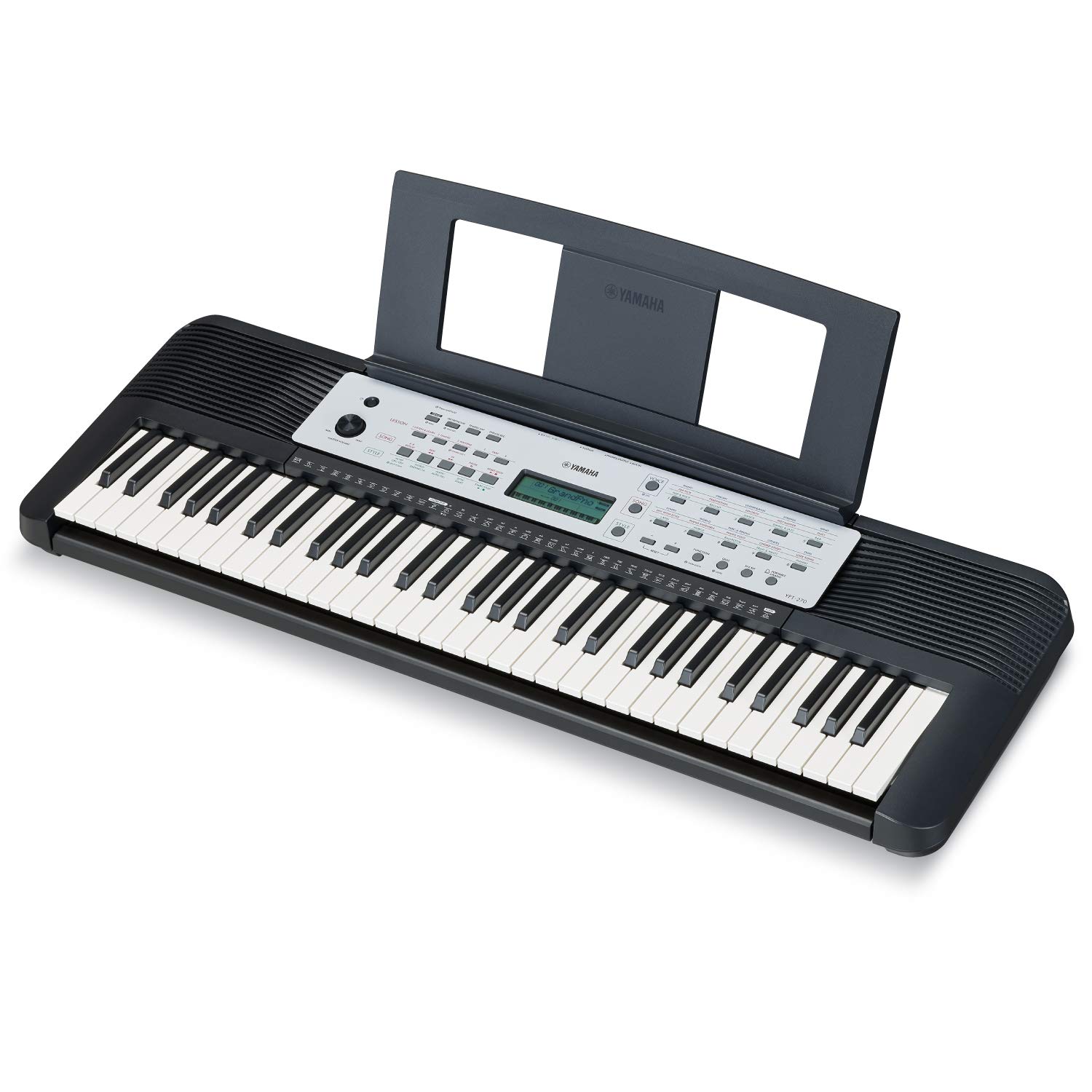 Yamaha YPT270 61-Key Portable Keyboard With Power Adapter (Amazon-Exclusive),Black and Yamaha OEM PKBX2 Double-Braced Adjustable X-Style Keyboard Stand