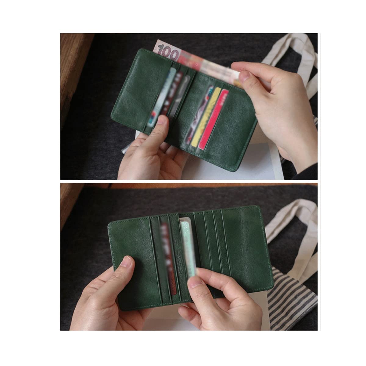 ZEBFYM Wallets for Men, Genuine Leather Business Handcrafted Men's Wallets, Card Cases & Money Organizers, Cowhide Small Wallets (Color : C)