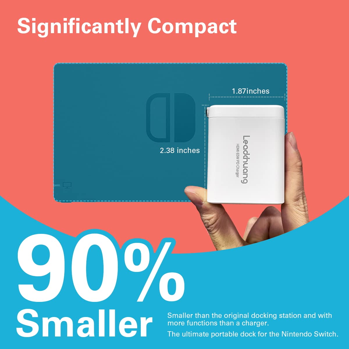 USB C Charger Block 60W - USB C Wall Charger PD USB 3.0 Port 65W TV Docking Station for Nintendo Switch, Portable Dock Station Compatible with Nintendo Switch 4K HDMI, TV Dock for Switch