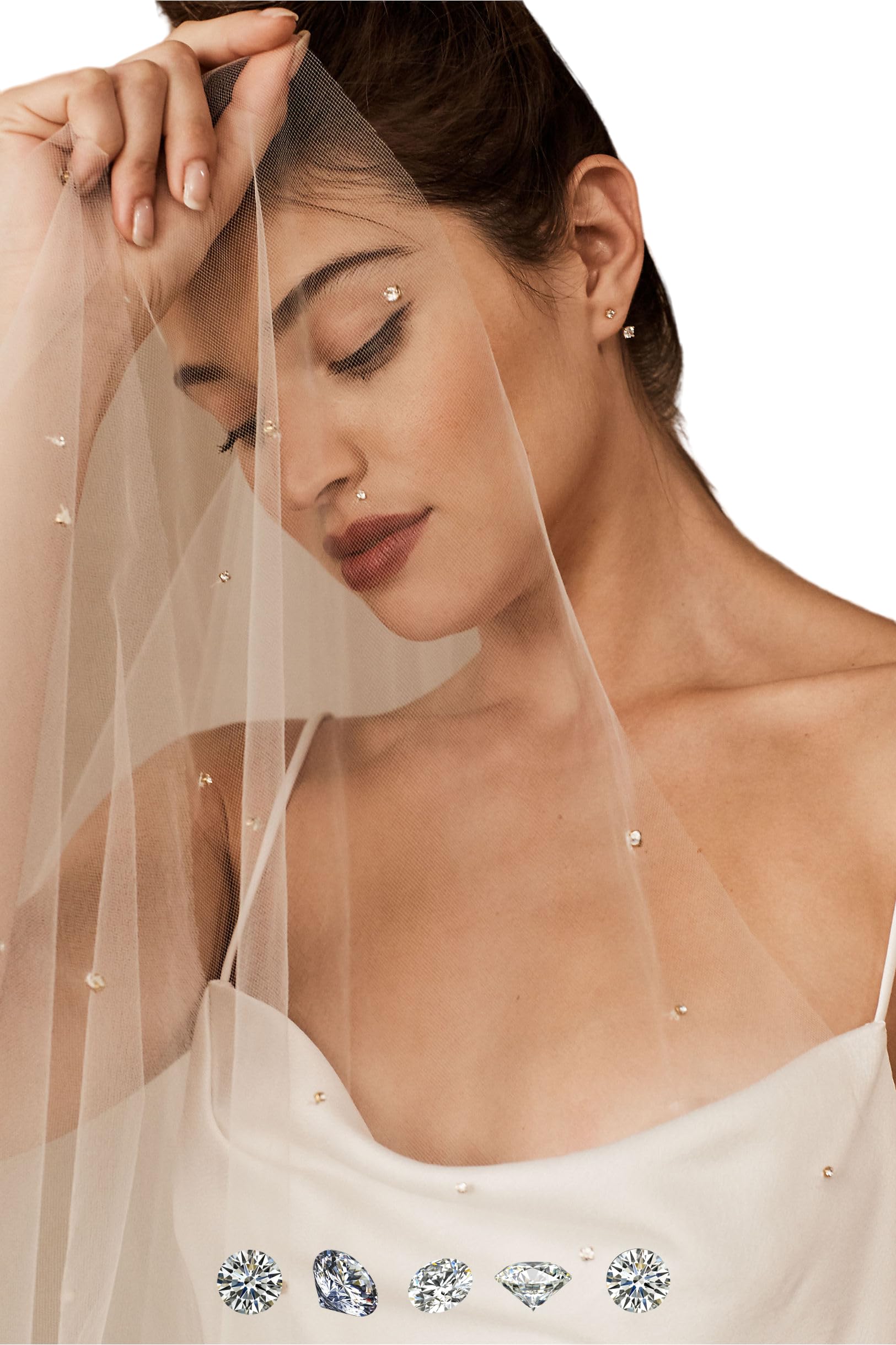 Passat Austrian Rhinestones Bridal Veil Crystals Wedding Veil Beaded Veils For Brides 1T3M Cathedral Ivory Bridal Veils For Wedding Gifts