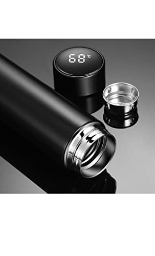 Thermos 2023 latest smart bottle LED display on lid. Smart Coffee bottle, Tea Infuser Bottle, Sports Water Bottle, Double Wall Vacuum Insulated Water Bottle, Stay Hot or Cold for 24 Hours (Black)