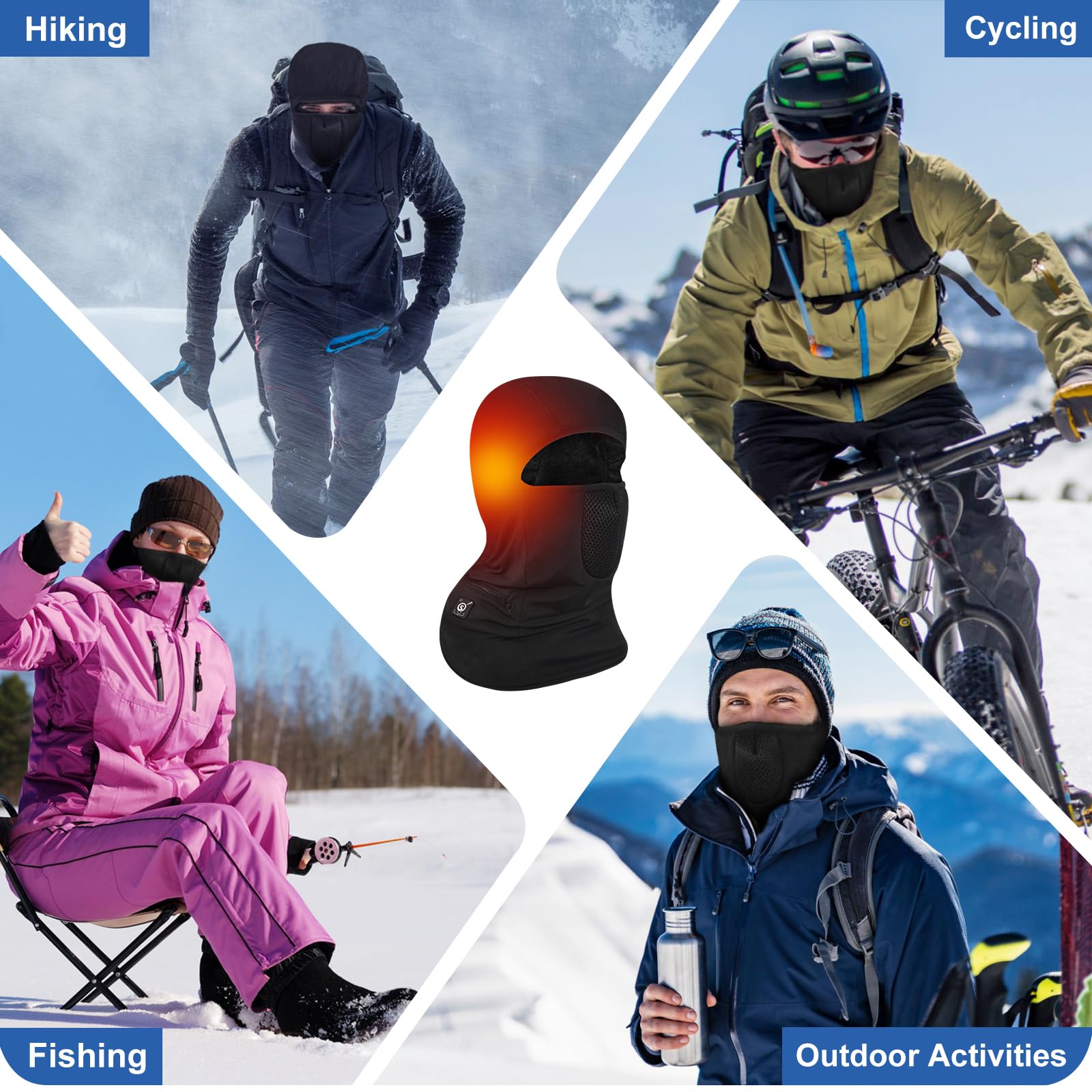 WERMSOCK Heated Ski Mask, Heated Balaclava Face Mask, Windproof Black Ski Mask for Men, Thermal Full Face Ski Mask for Motorcycle Riding Cycling