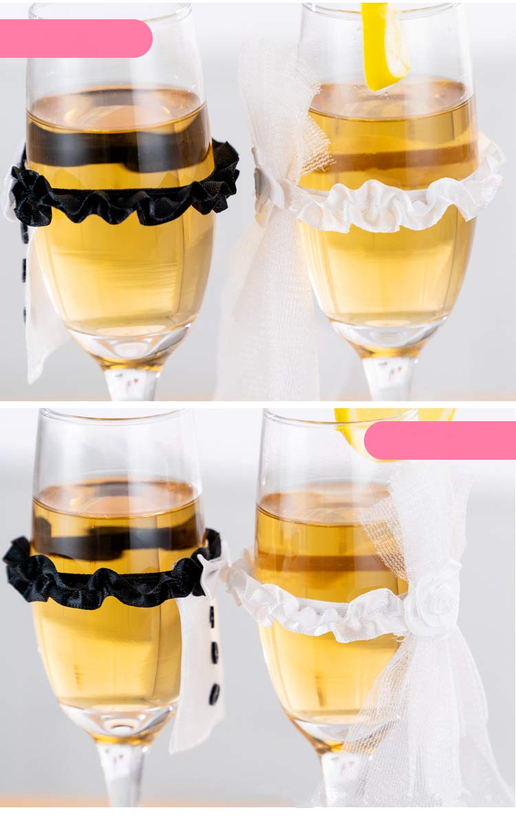 Wedding Wine Bottle Cover Bride Groom Wedding Champagne Glass Cover Decoration Wedding Dress Table Decor Set of 2