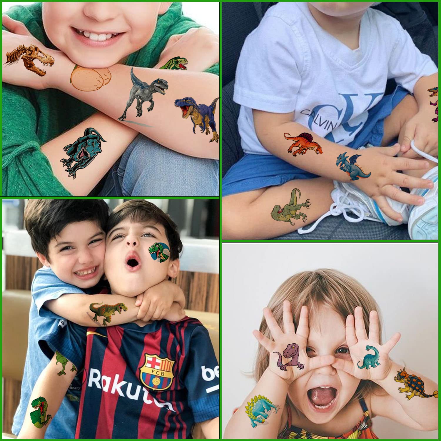 Tazimi 88 Sheets 3D Dinosaur Temporary Tattoos For Kids T-Rex Tattoo Sticker Dinosaur Tattoo Party Decoration DIY Temporary Tattoos Art