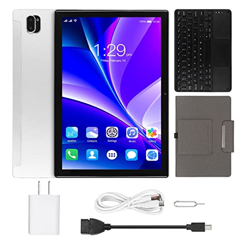 SHYEKYO HD Tablet, 6GB RAM 128GB ROM 5G WiFi Gaming Tablet Octa Core CPU 10.1 Inch FHD 3 Card Slots for School (US Plug)