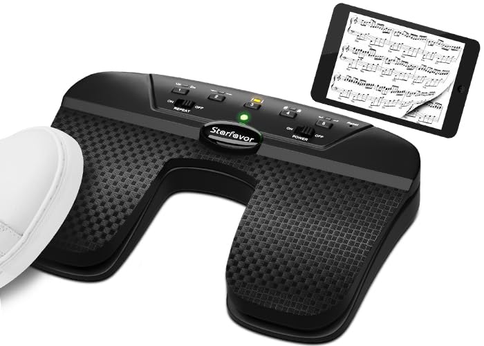 Starfavor Page Turner Pedal for IPad USB Foot Pedal Wireless Rechargeable Silent Page Turner for Tablets Smartphones, SPT-1