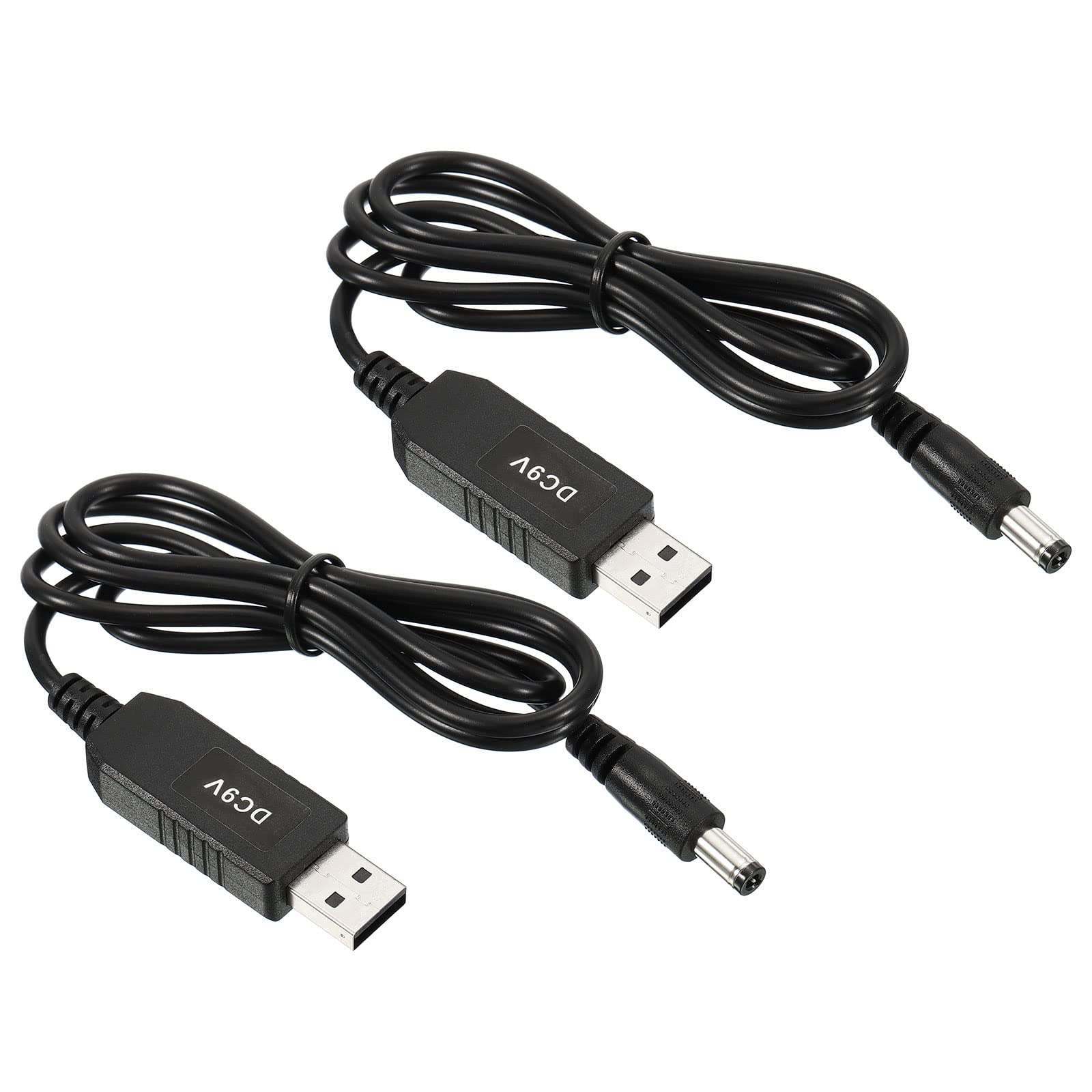 PATIKIL 6W 0.66A USB Step Up Voltage Converter, 2 Pack DC 5V to DC 9V Power Supply Adapter Jack 5.5x2.5mm Cable for Router LED Lamp Speakers