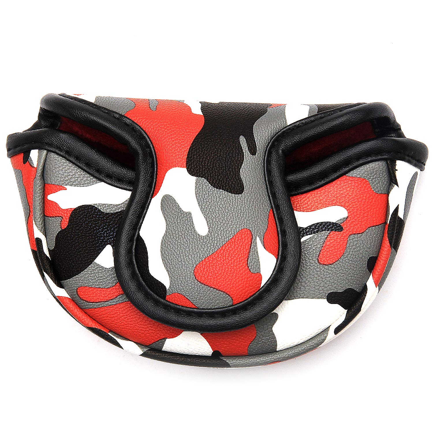 SHABIER Unisex Golf Headcover Flag Pattern Half Golf Putter Headcover White Golf Clubs Putter Head Cover (Small Round red)