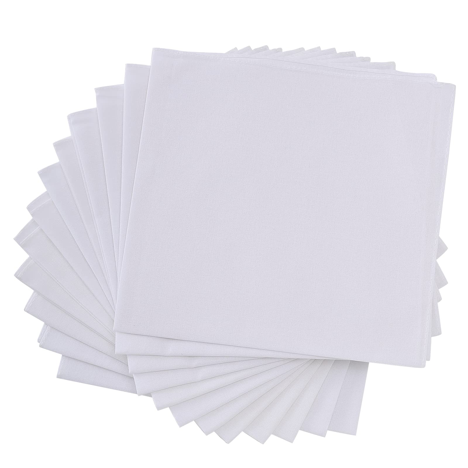 White Cotton Handkerchief for men, Pure Cotton Soft White Hanky Handkerchiefs, 12 Pack Hankies (12)