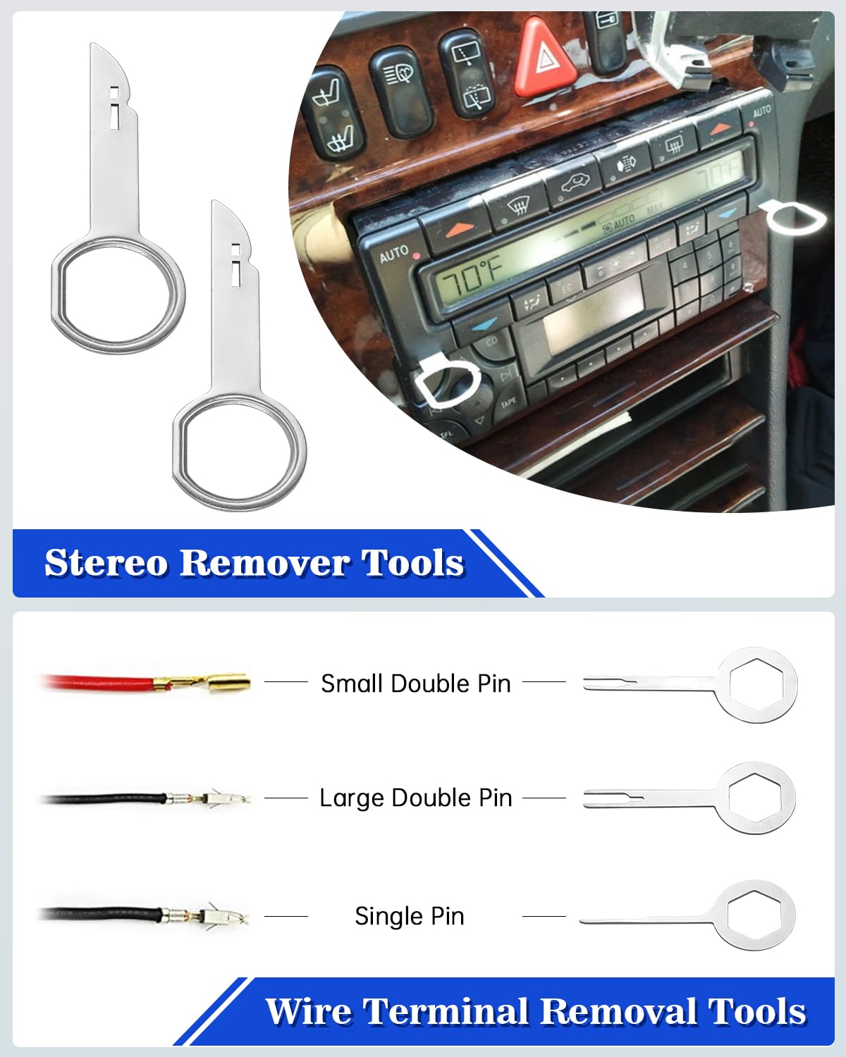 Poraxy 19Pcs Trim Removal Tool, Car Panel Door Audio Dashboard Trim Removal Tool Kit, Auto Clip Pliers Fastener Remover Set, Plastic Pry Tool, Automotive Upholstery Removal Kit