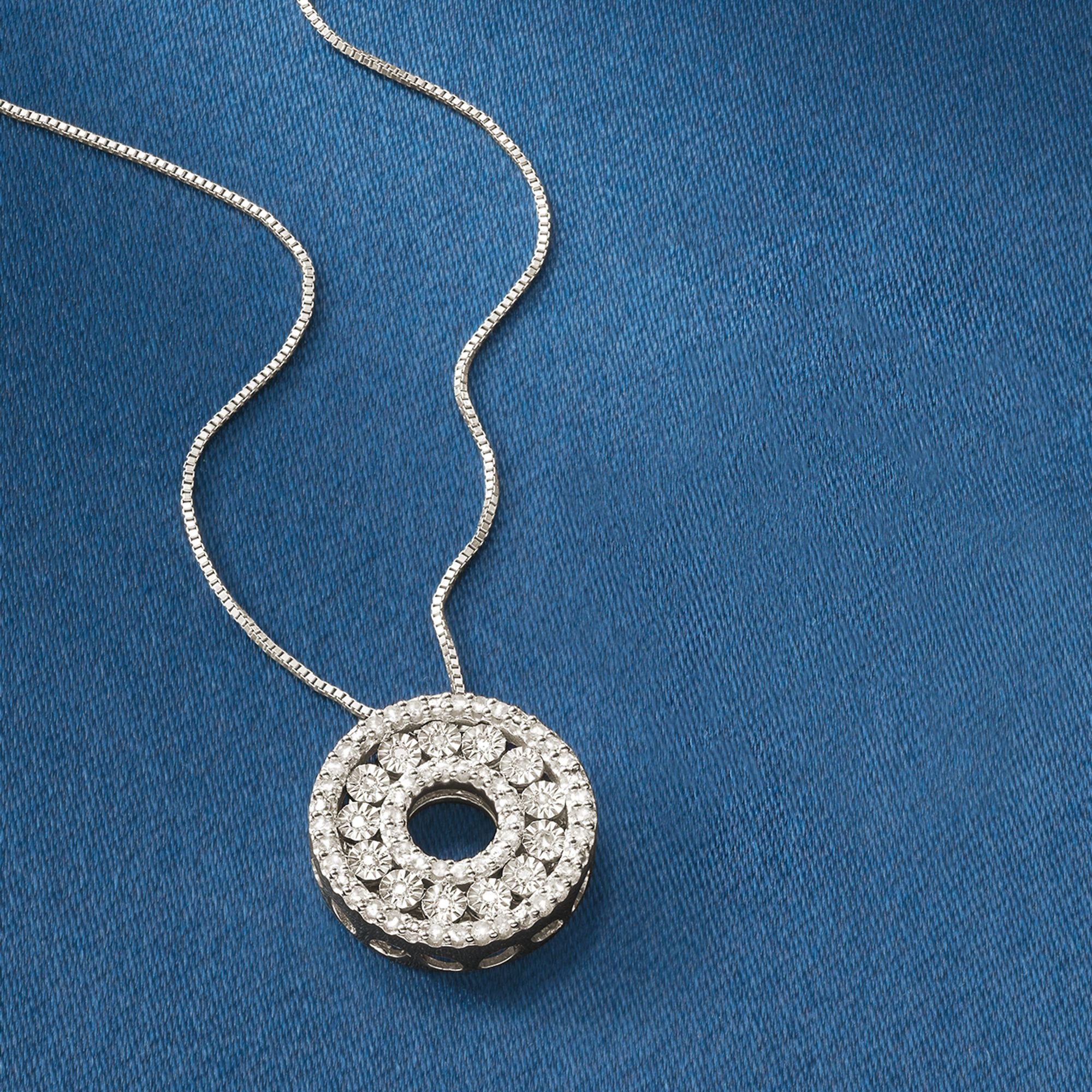 Ross-Simons 0.21 ct. t.w. Diamond Circle Pendant Necklace in Sterling Silver. 18 inches