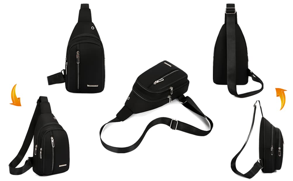 YERCHIC Small Sling Bag Crossbody Shoulder Bag for Men Women Lightweight One Strap Backpack Casual Daypack for Daily Travel Outdoor, Black,5811