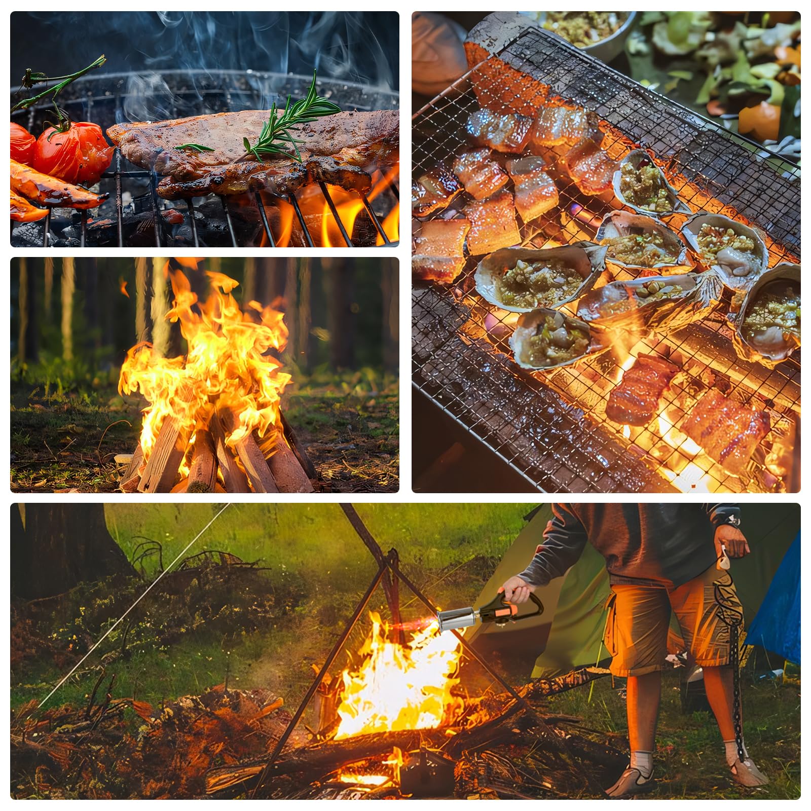Powerful Propane Kitchen Cooking Torch Head, Grill Torch Charcoal Starter, Sous Vide Torch Lighter for Outdoor Campfire BBQ Searing Steak & Creme Brulee, Adjustable Flame (Propane Tank Not Included)