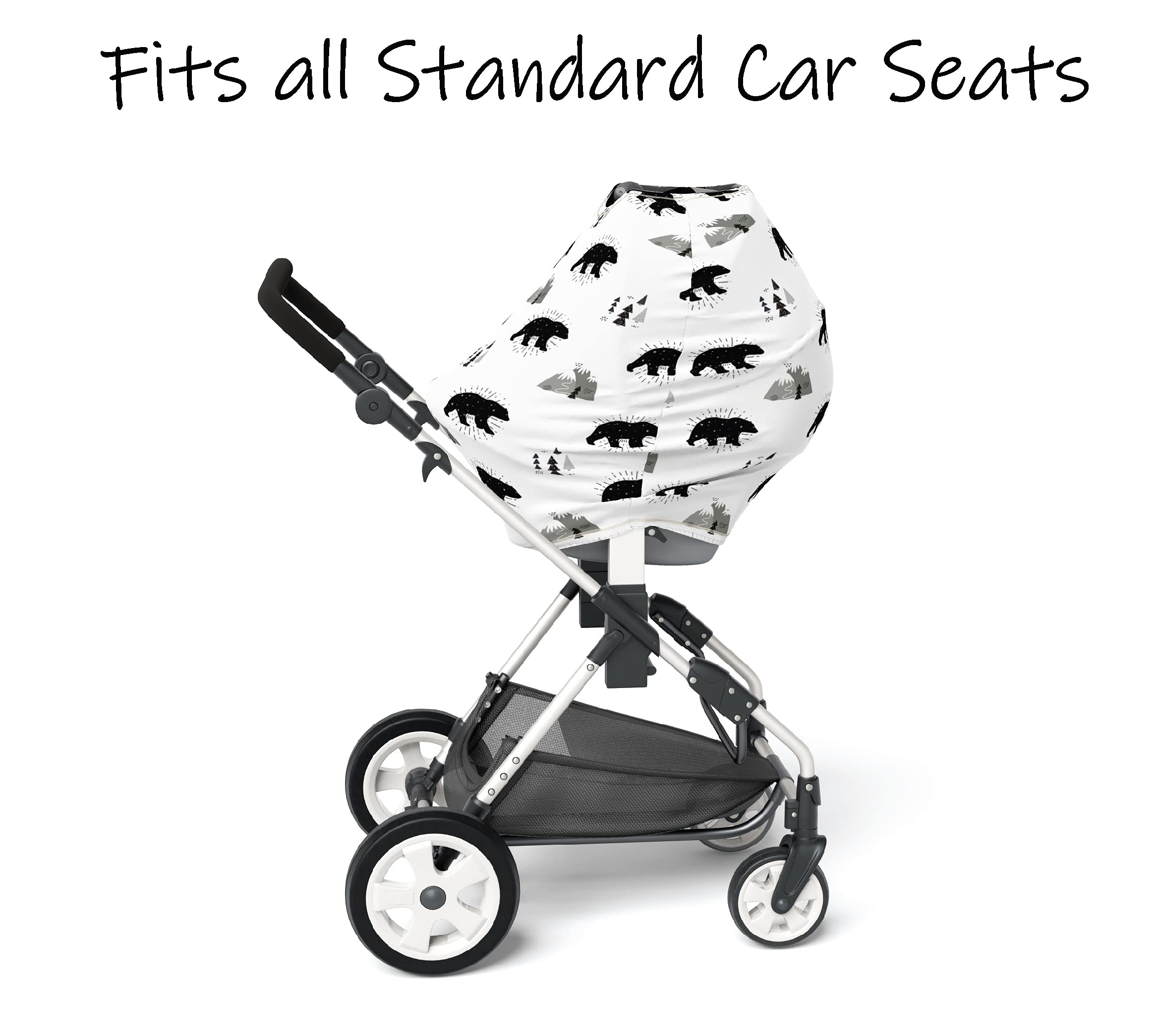 Stretchy Multi Use Cover Car Seat Canopy Woodland Bears Nursing Cover Shopping Cart Baby Cover