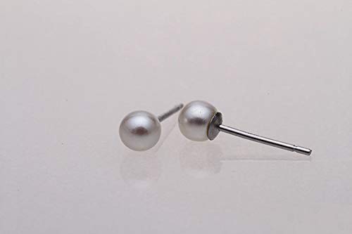 Rakumi Tiny Pearl Studs Earrings Sterling Silver AAAA Round 3mm White Freshwater Cultured Pearl Earrings Studs for Girls