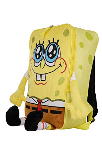 SpongeBob Square Pants Backpack for Boys & Girls, Plush Padded Bookbag with Adjustable Shoulder Straps, SpongeBob Schoolbag with 3D Arms and legs, Durable School Bag for Kids
