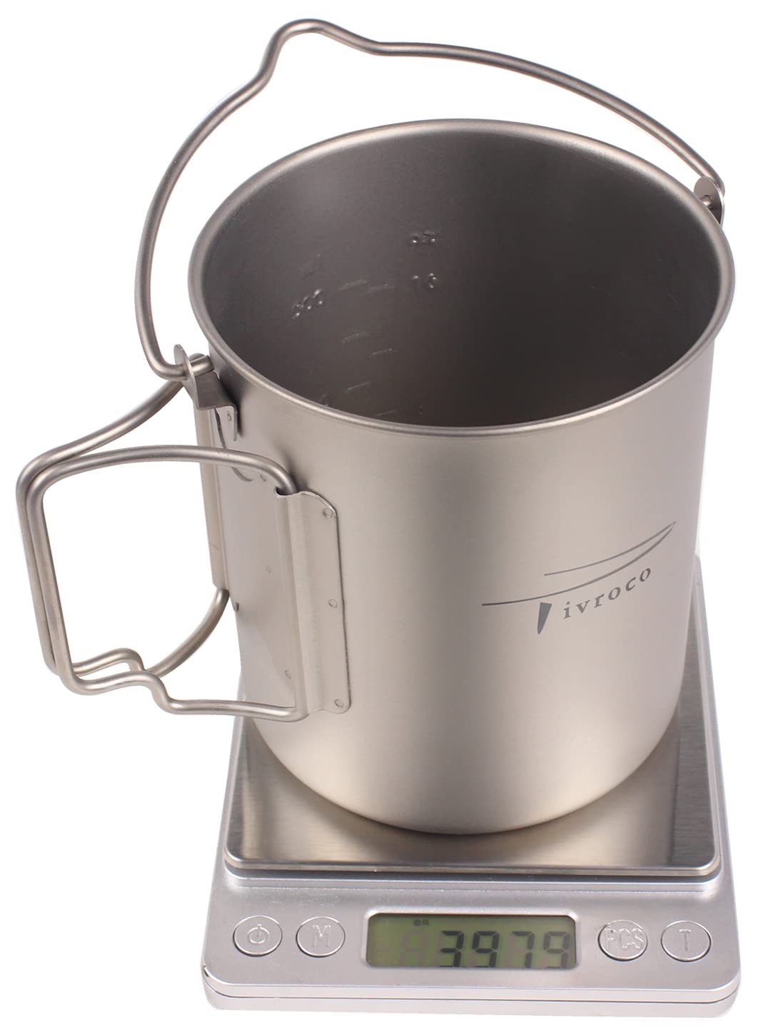 Tivroco Titanium Pot Camping Cup with Bail Handle 25 Ounce 750ml-Ultralight Pot with Bail Handle for Outdoor Backpacking Hiking Open Fire -Anti-Scald Rust Resistant