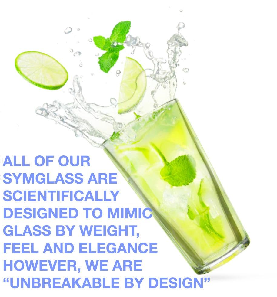 Symglass Unbreakable Clear Stemless Wine Glass Looks,Feels,Weighs Same as Glass(.58lbs),DW Safe!2PK