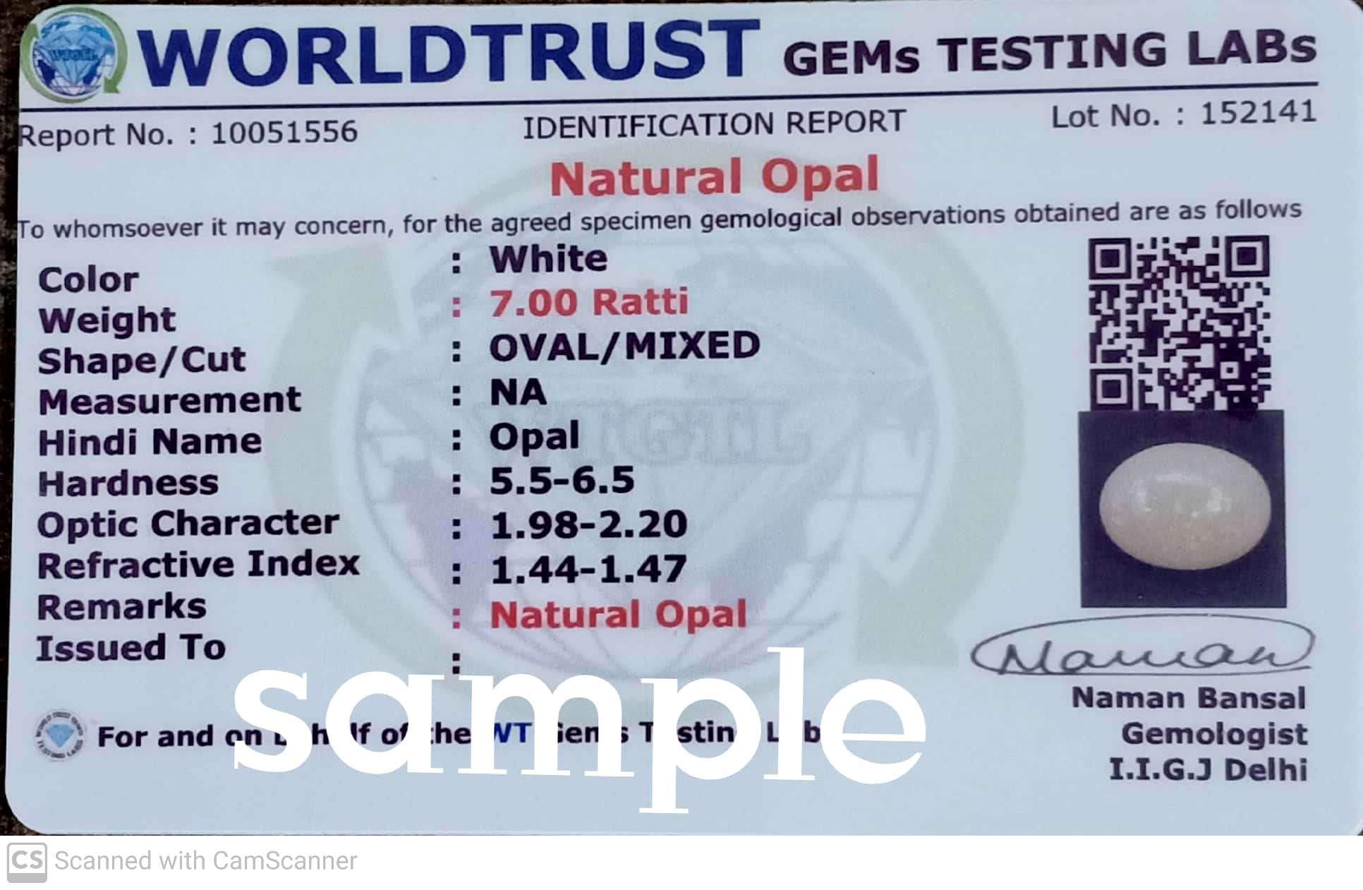 SirDaksh 4.20 Carat 5.25 Ratti Natural Certified White Ethopian Opal birthstone Stone Sterling 92.5 Silver Adjustable Ring for Women and Men, (OPSI_AD-ST176)