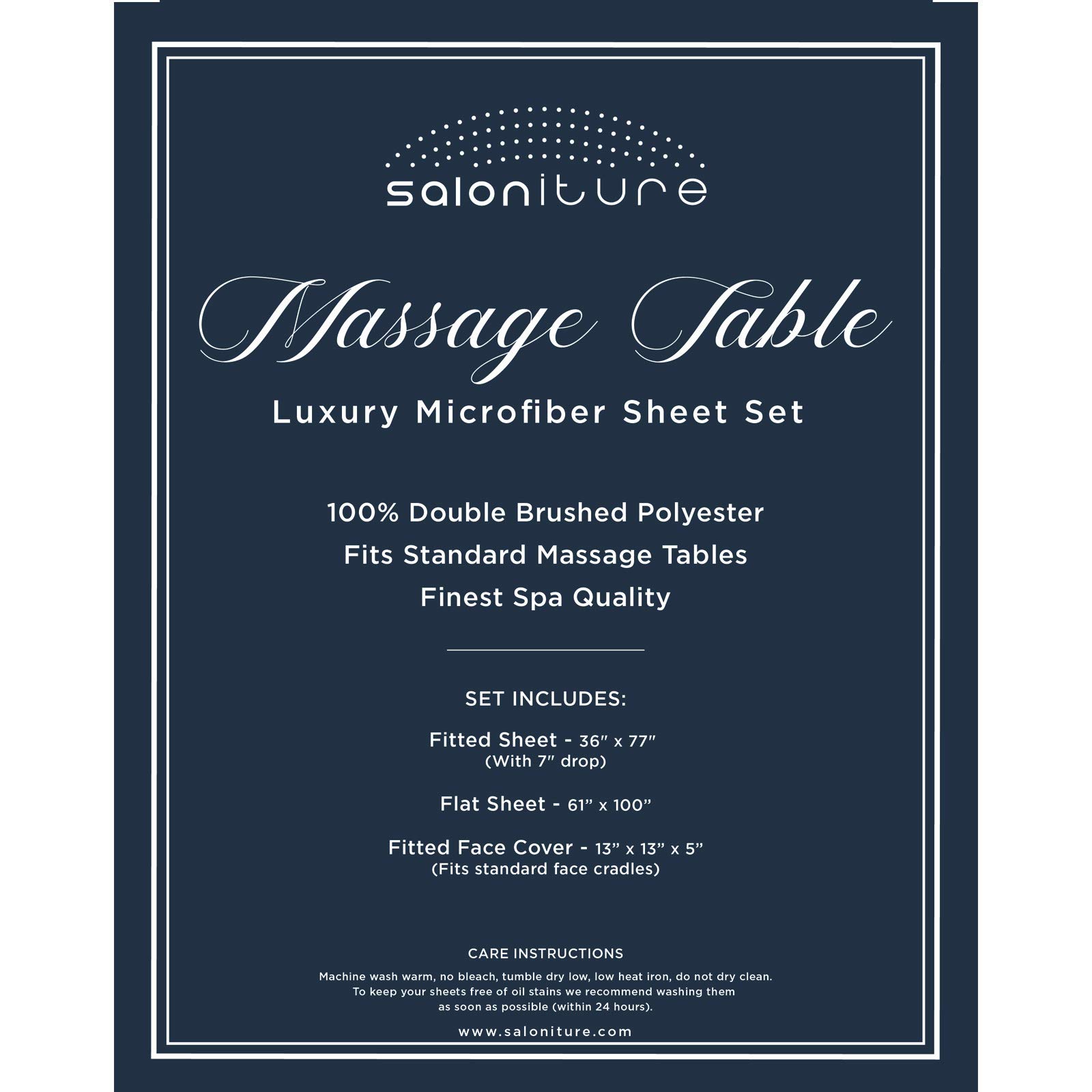Saloniture 3-Piece Microfiber Massage Table Sheet Set - Premium Facial Bed Cover - Includes Flat and Fitted Sheets with Face Cradle Cover - Black