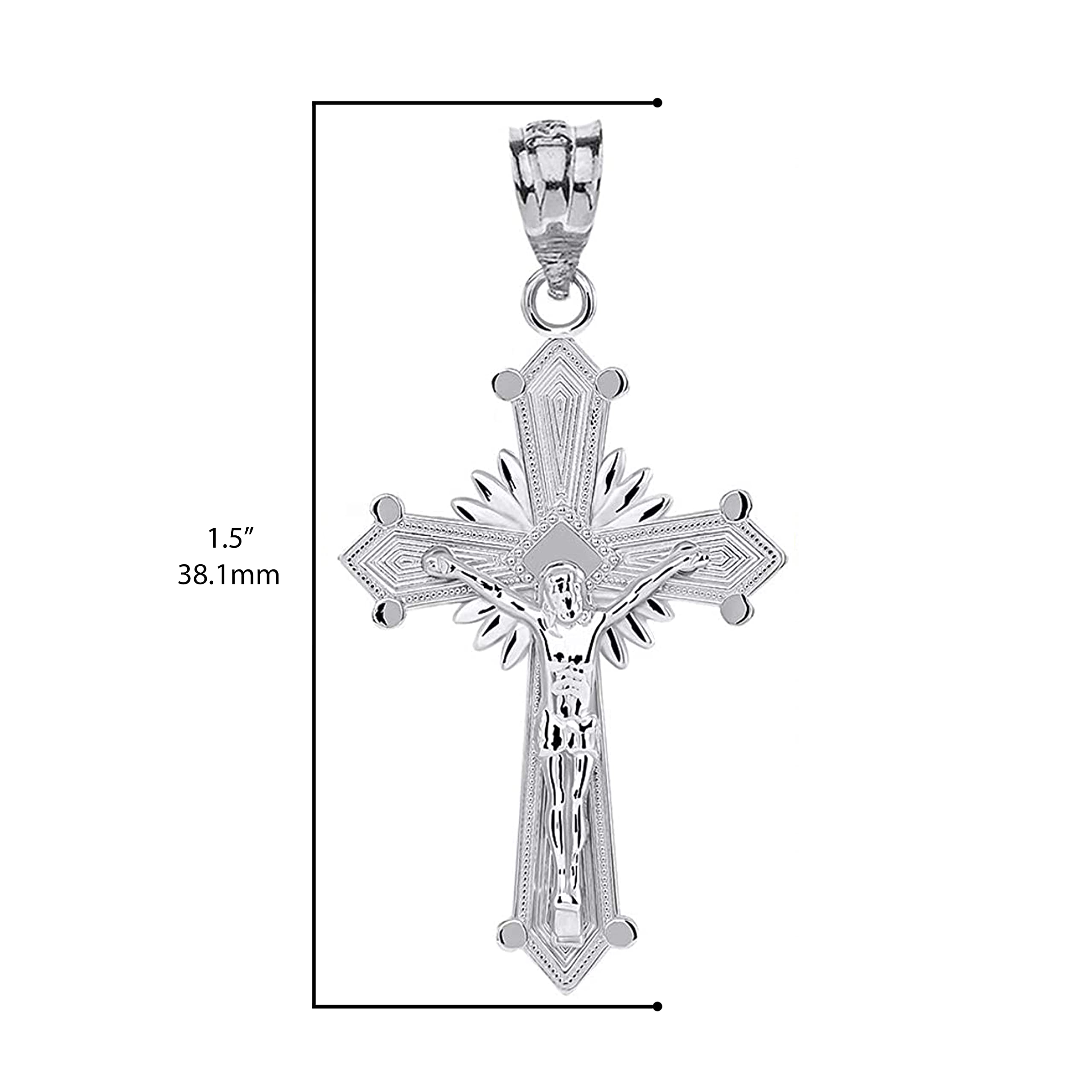 Religious Jewelry .925 Sterling Silver Natal Starburst Crucifix Jesus Christ on the Holy Cross Pendant Charm