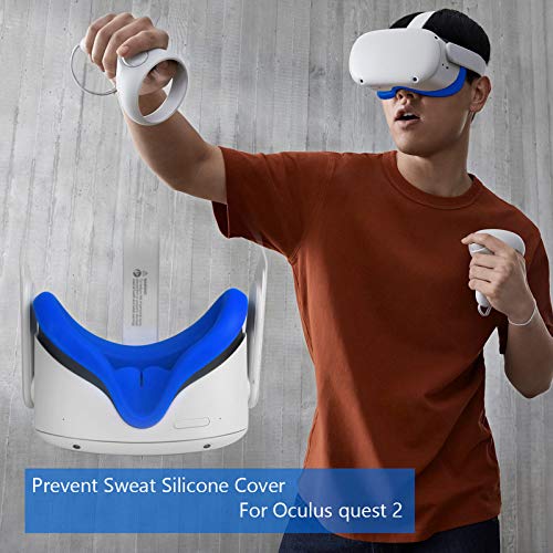 VR Sweat-Proof Silicone Face Cover and Lens Protect Cover for Oculus Quest 2, Silicone Eye Cover Pad, EVA Lens Protector, Dust Proof, Anti Scratch for VR Accessories Set