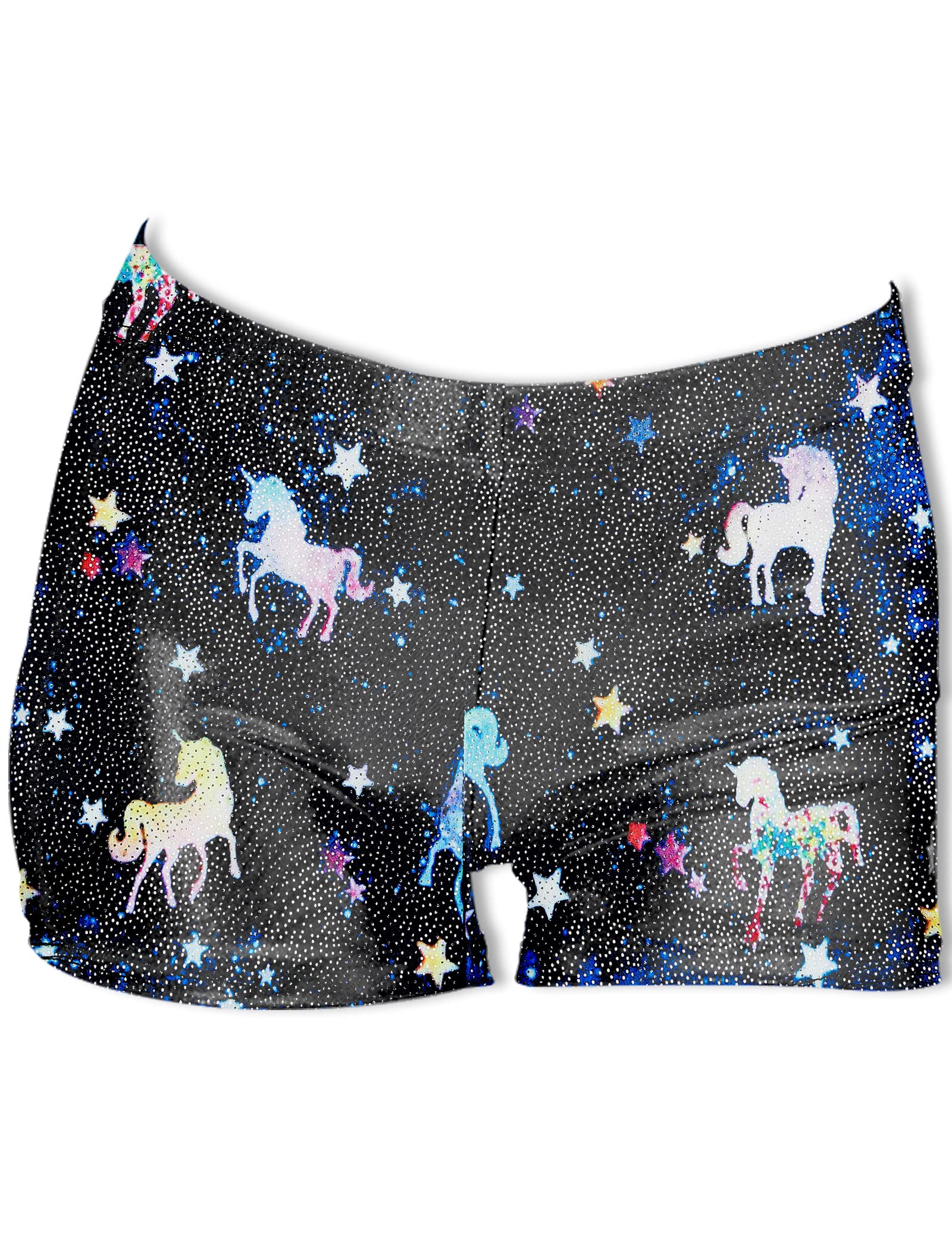 TENVDA Toddler Girls' Sparkle Dance Tumbling Ballet Gymnastics Unicorn Short 3-4T Navy Blue