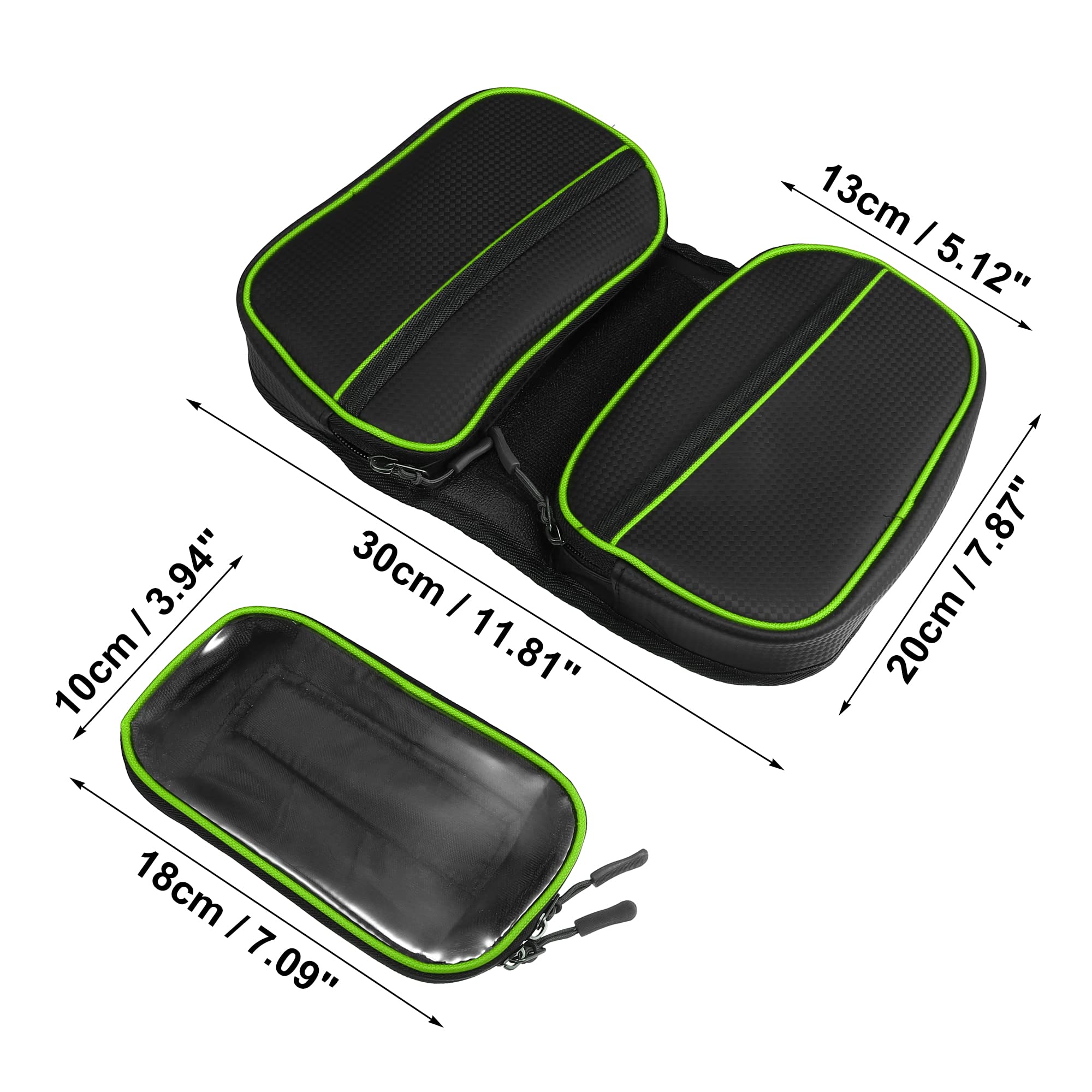 X AUTOHAUX Bike Front Frame Pouch Bag with 6.2-inch Touch Screen Phone Holder Waterproof Bicycle Storage Bag for Road Mountain Bikes Green