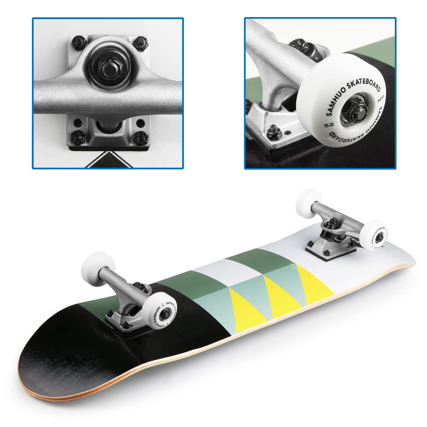 SAMHUO Skateboards for Beginners,31''X 8" Pro Complete Skateboard 7 Layer Canadian Maple Skateboard Deck for Extreme Sports and Outdoors