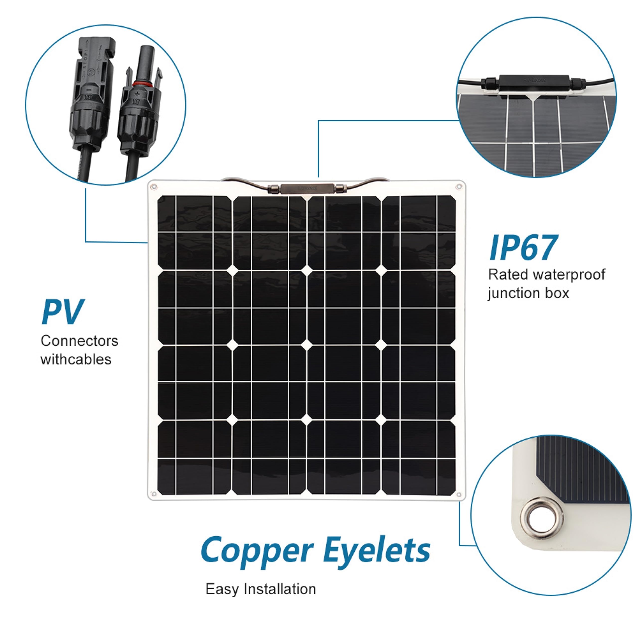 Socentralar 50W Flexible solar panels 16V Monocrystalline solar panelsSuitable for touring caravans, roofs, boats