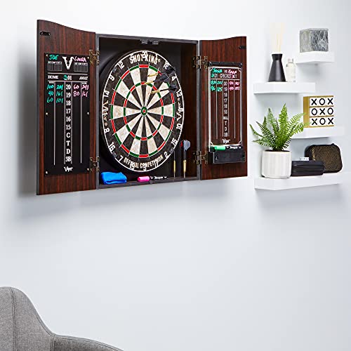 Viper by GLD Products Vault Deluxe Dartboard Cabinet with Shot King Sisal Dartboard and Illumiscore Scoreboard, Wood