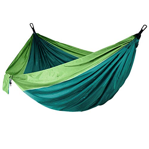 Sutekus Camping Double Hammock Ultralight Parachute Portable Hammocks for Hiking Camping Backpacking (Dark Green/Green)