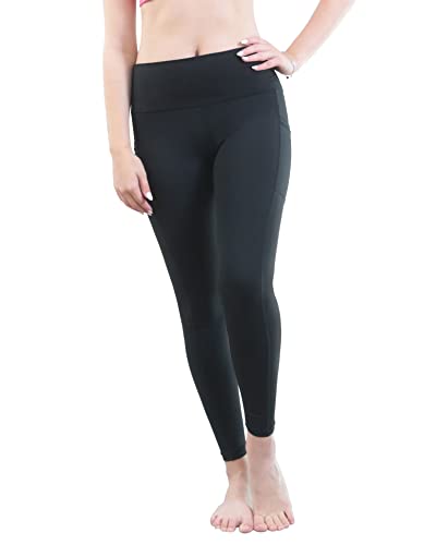 ZNYUNE Women's Athletic Essential Soft High Waisted Tummy Control Workout Running Pants Yoga Leggings Black