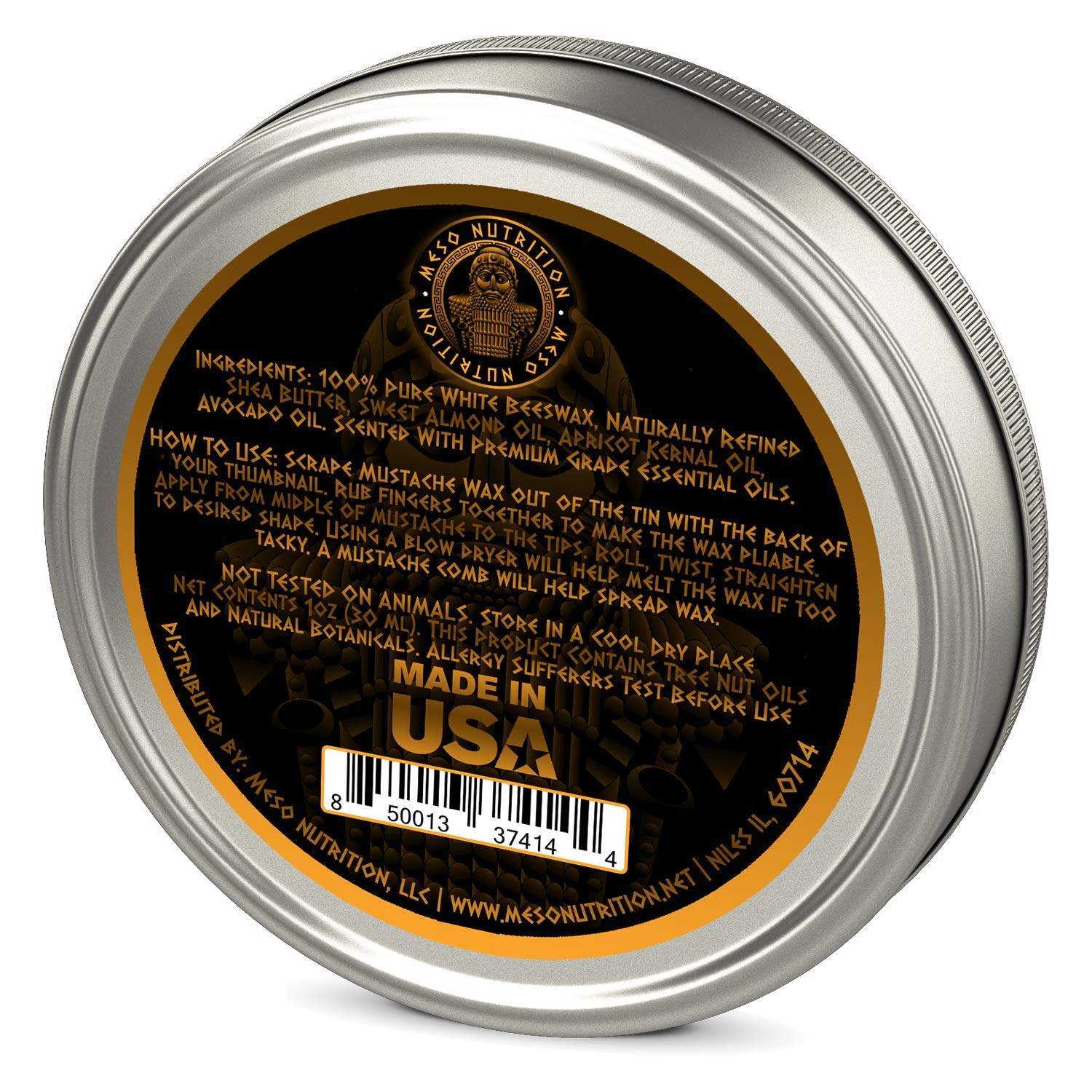 The Fertile Crescent Mustache Wax - All Natural Bergamot, Vanilla, and Patchouli Fragrance - Meso Beard Care
