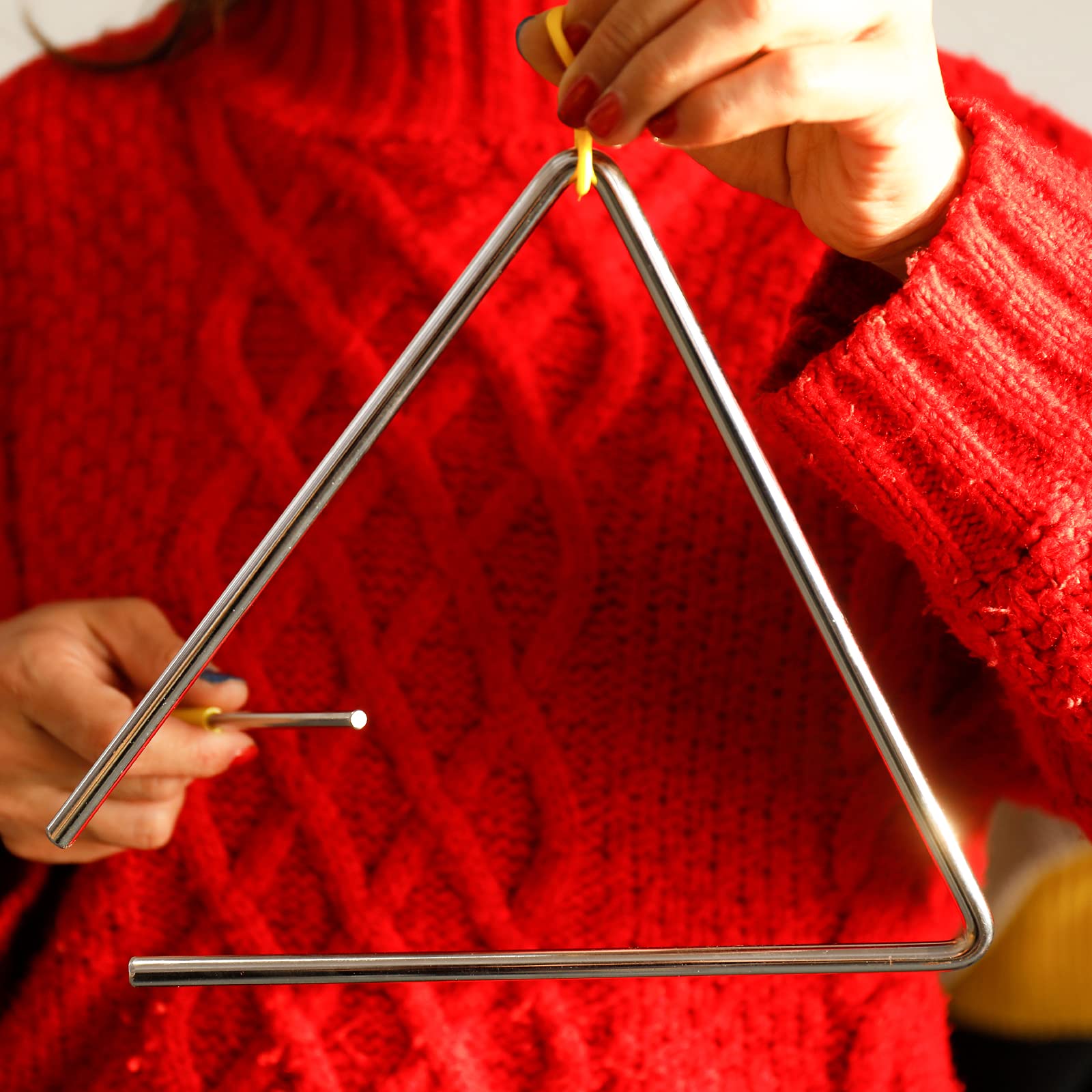 Patioer 6 Pack Triangle Instrument Set (4" 5" 6" 7" 8" 9"), Musical Triangle Instruments Holder Hand Percussion Instrument Triangles