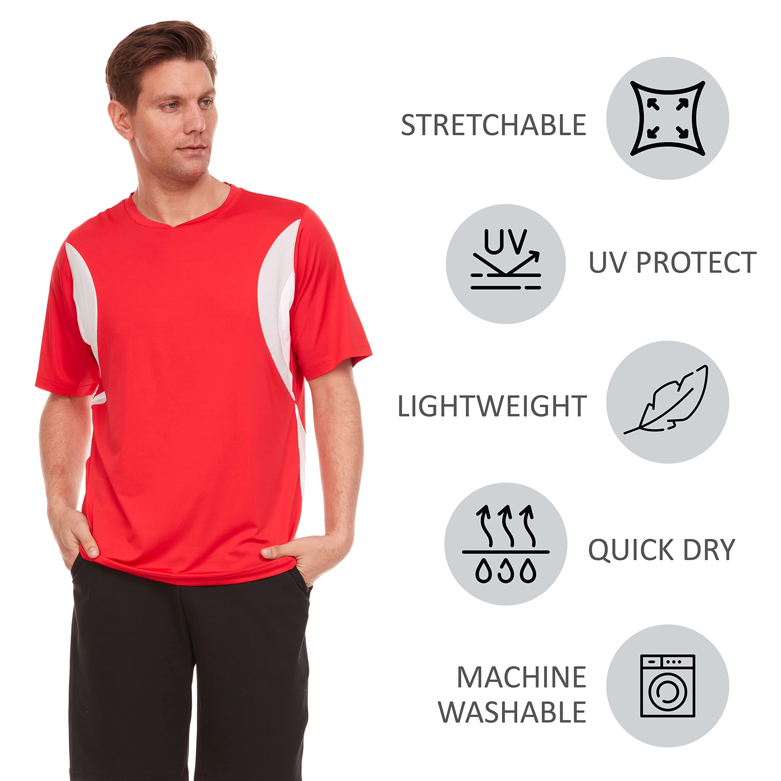 Workout Shirts for Men, Moisture Wicking Quick Dry Active Athletic Men's Gym Performance Loose fit T Shirts Dark Navy/Black