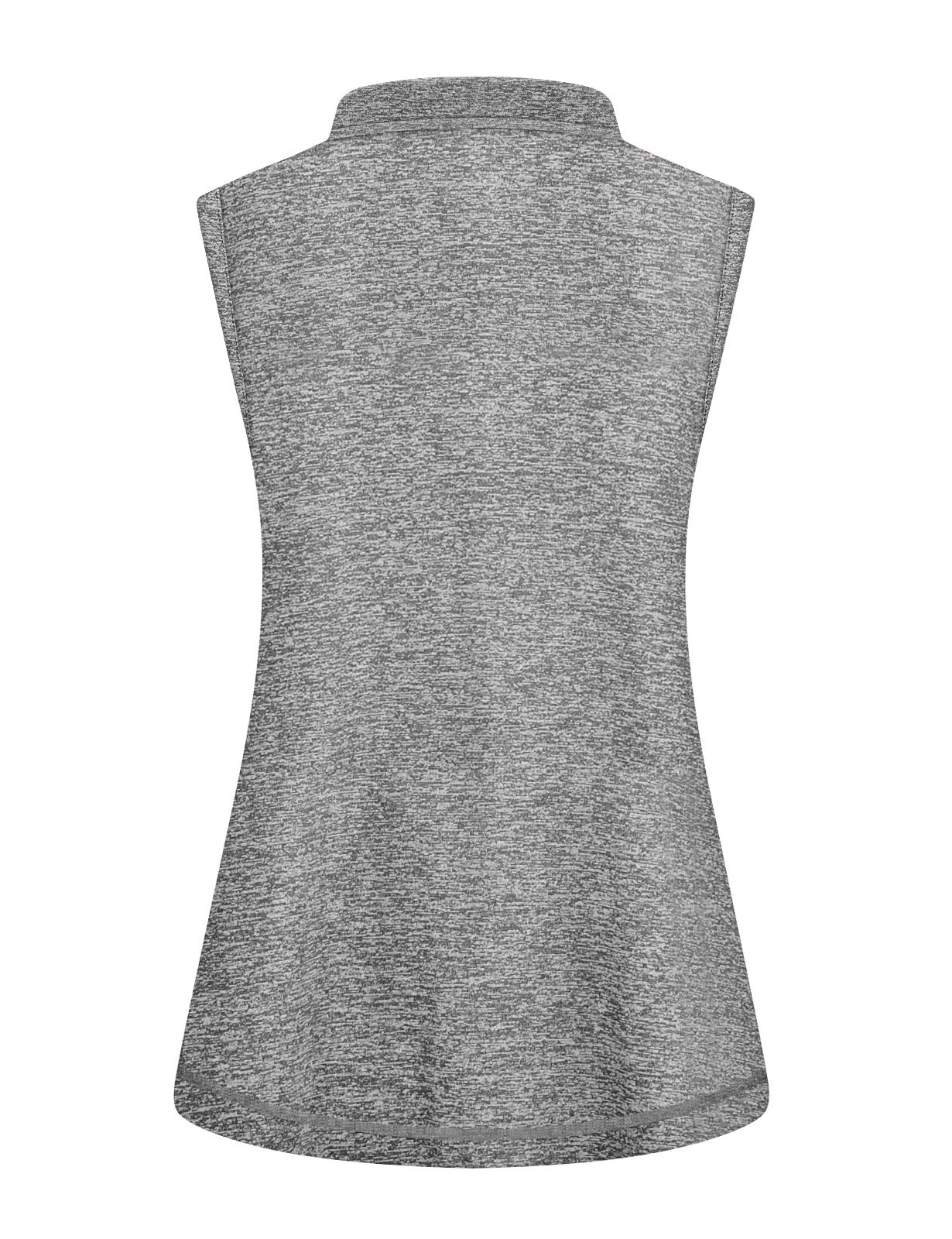 Viracy Workout Tank Tops for Women, Moisture Wicking Running Shirts Sleeveless 1/4 Zip Up Golf Top Lightweight Cool Delicate Versatile Flattering Boutique Daily Lounge wear Grey XL