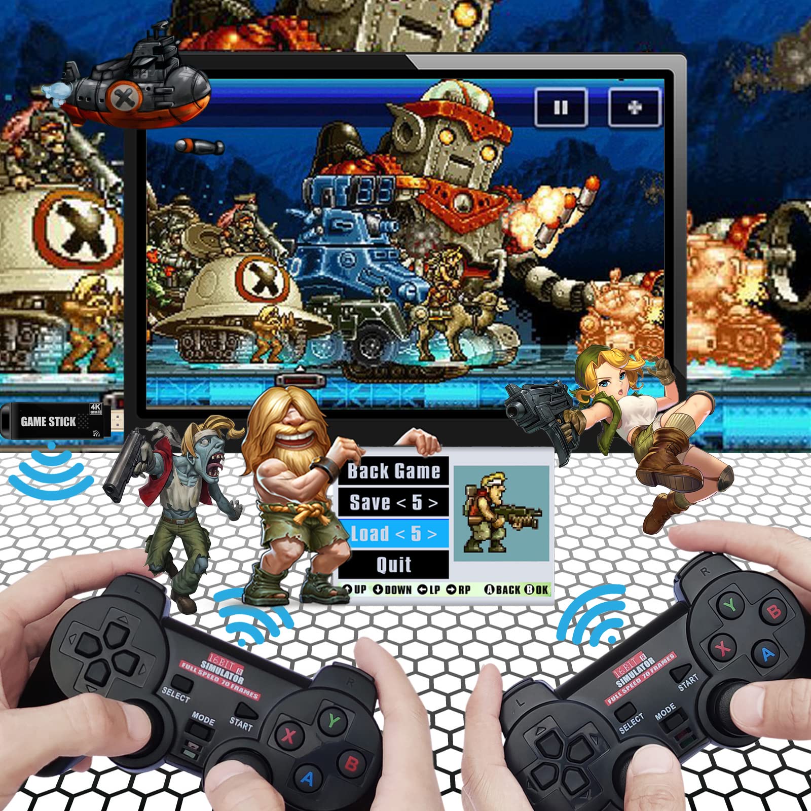 YOUTUOY Retro Video Game Console, HDMI Output, Game System with 5000 Classic Games and 2 Controllers Wireless, Support Download Game Expansion Function, Gifts for Children and Adults