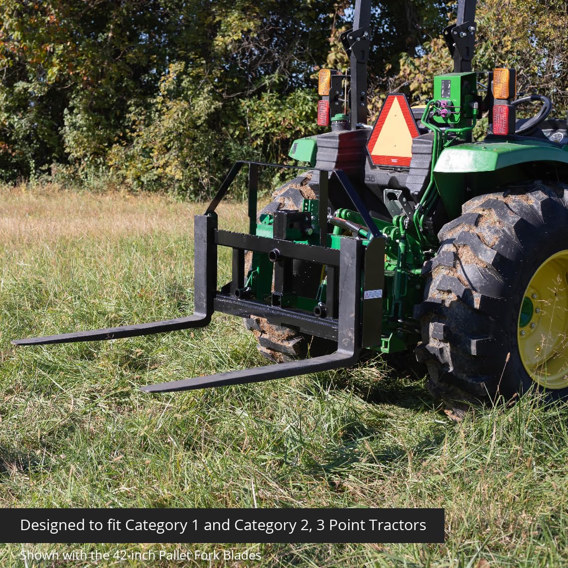 Titan Attachments Pallet Fork Frame Attachment with 60" Fork Blades, Fits Cat I & II Tractors, Rated 4,000 LB