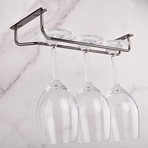 SYZJGCCR 10.6 inch Single Rail Wine Glass Rack, Black, 2Pcs