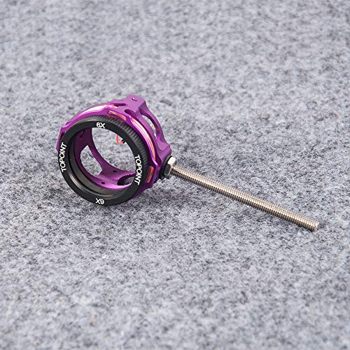 SHARROW Archery Bow Sight Compound Bow Scope Sight Single Pin 2X 4X 6X 8X Lens Optical Fiber Sight Hunting Accessory (Purple, 6X)