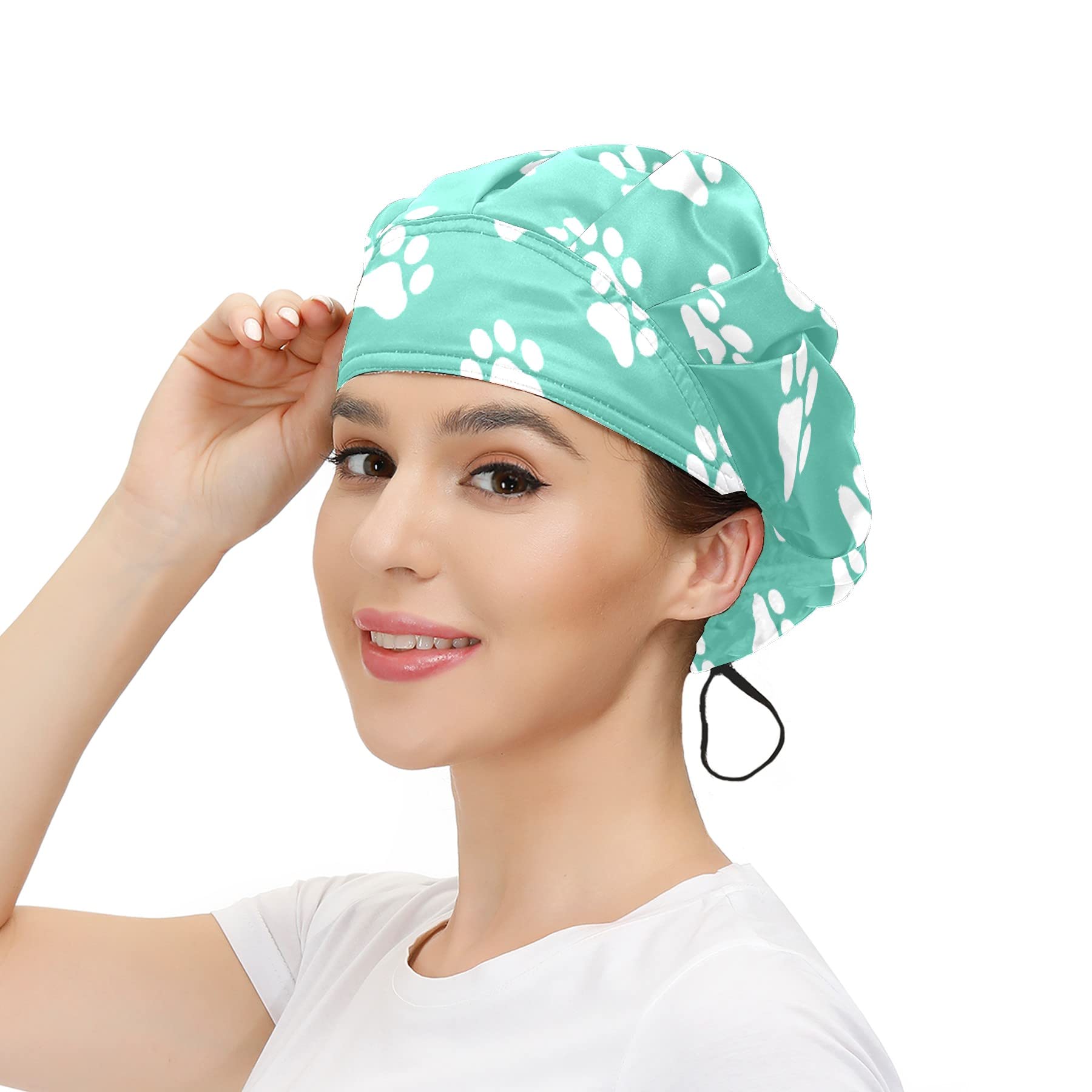 Womens Working Cap with Cotton Sweatband Adjustable Elastic Head Cover Hair Tie Back for Men One Size St Patricks Day Green Clover Leaf