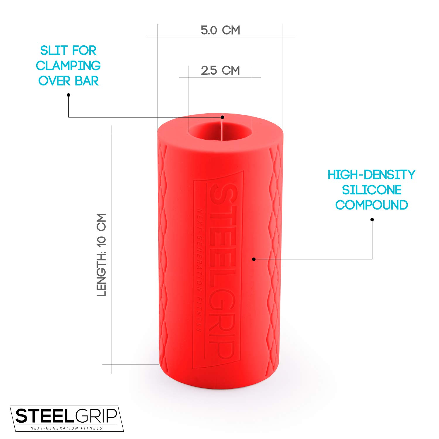 Steelgrip Thick Bar Grips for Dumbbell and Barbell, Thick Silicone Arm Blasters Strength Training - Perfect for Bodybuilding, Weightlifting