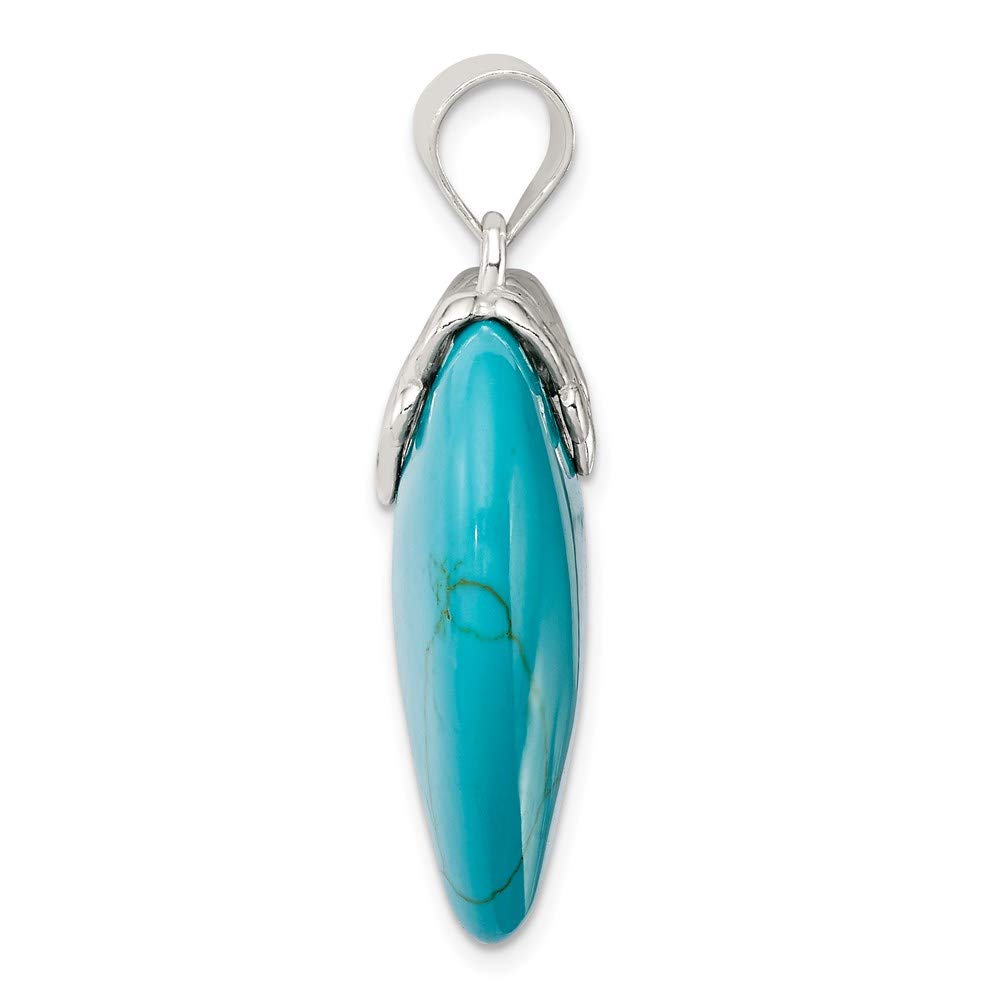Sterling Silver Rhodium-plated Turquoise Heart Stone Pendant QQP2128