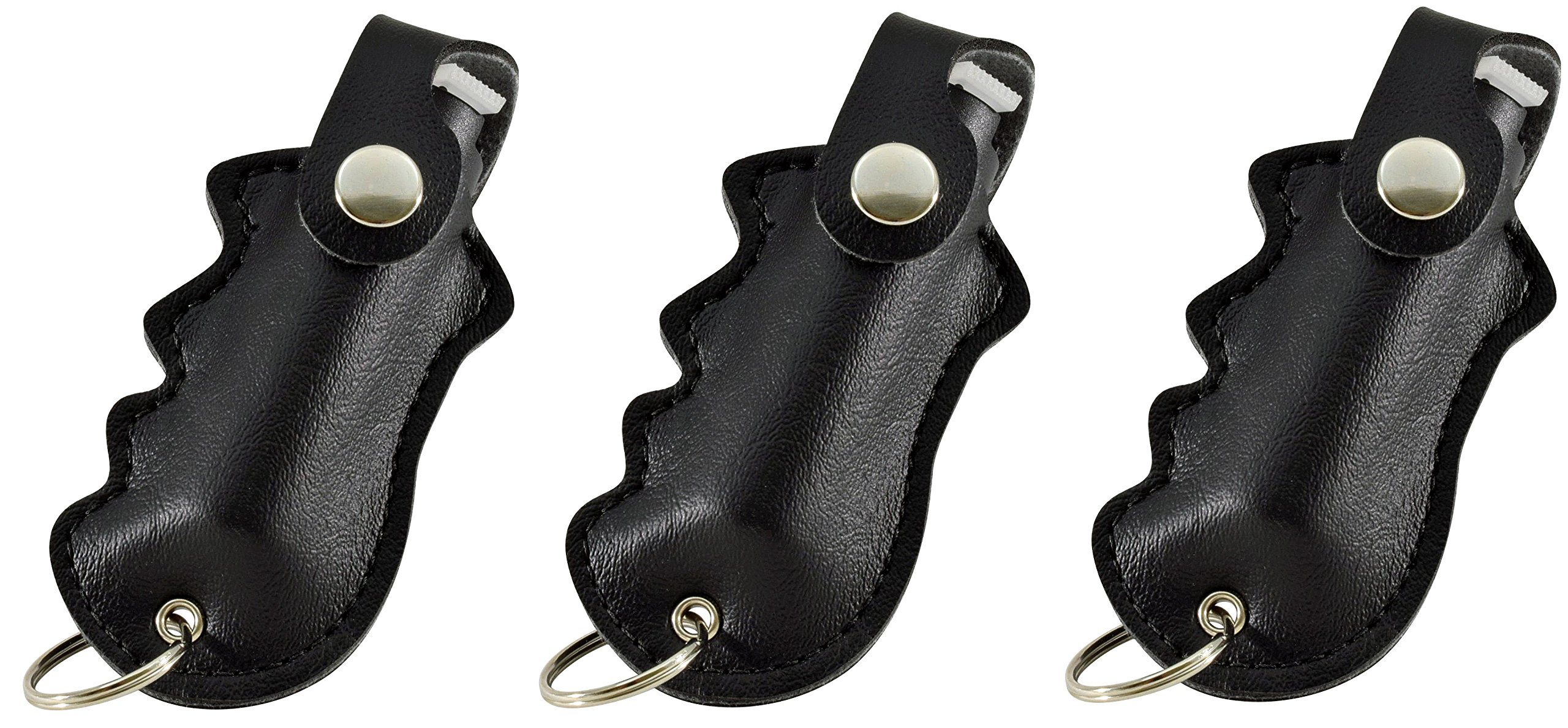 Pepper Defense 1/2 oz. Pepper Spray with Grip Holster and Keychain Attachment - Safety Twist Lock Glow Trigger - Maximum Strength 10% OC Formula - Self Defense Personal Protection (Black 3-Pack)